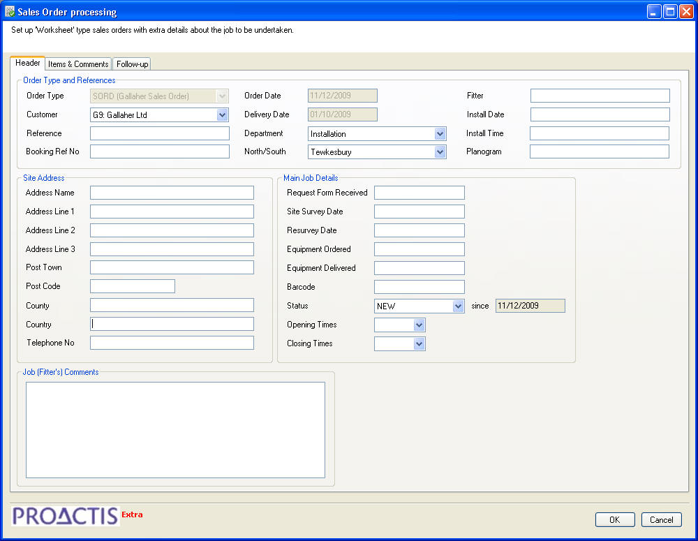 Worksheet Order Headers